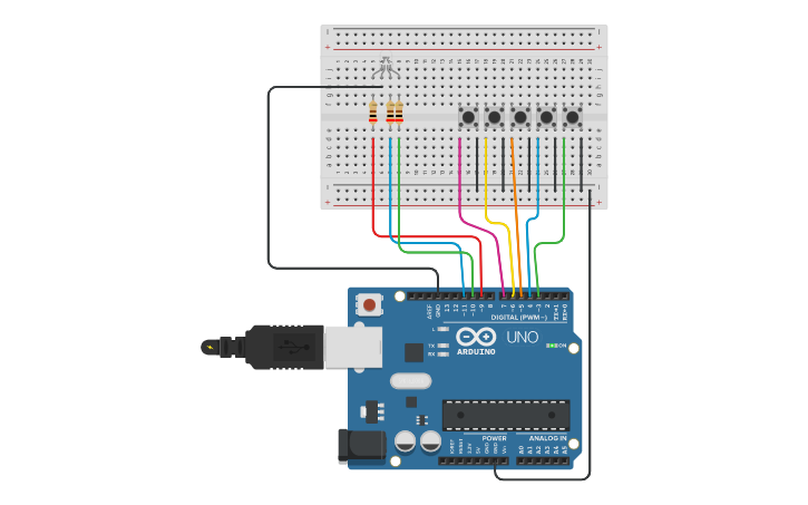 Circuit design RGB Switch LED - Tinkercad