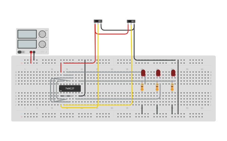 Circuit design IC 74LS27 - Tinkercad