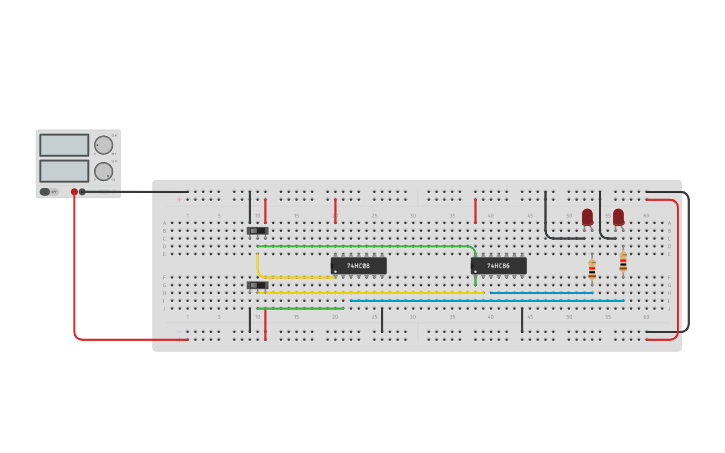 Circuit Design Half Adder Tinkercad