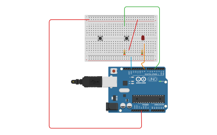 Circuit design activité : boutons poussoirs - Tinkercad
