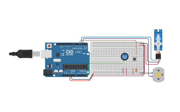 Circuit design Volante de carro com Arduino - Tinkercad