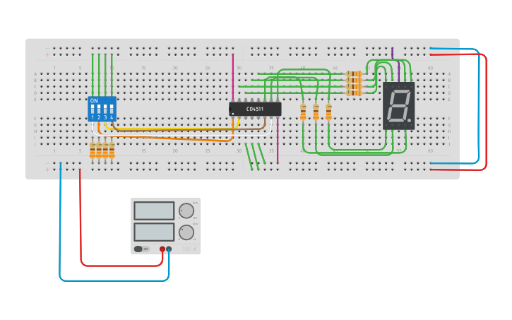 Circuit Design Decodificador De 7 Segmentos Tinkercad