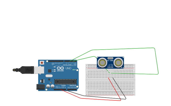 Circuit design ultrasonic sensor | Tinkercad