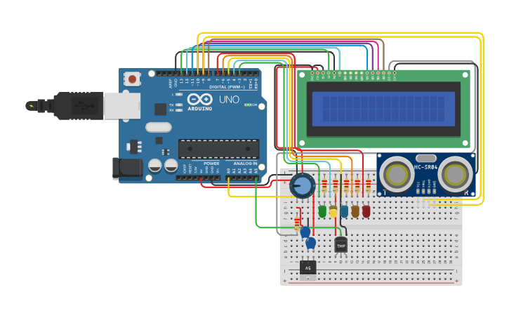 Circuit design Water Sensors - Tinkercad