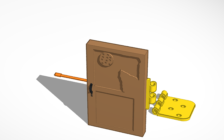 3D design door hinge and door - Tinkercad
