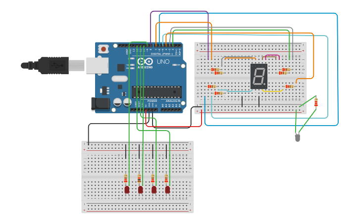 Circuit design Display 7 segmentos con formato bcd - Tinkercad