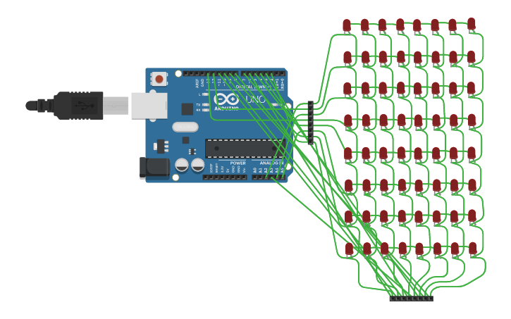 Circuit design LEDS 8x8 I Love You( I Heart U) - Tinkercad
