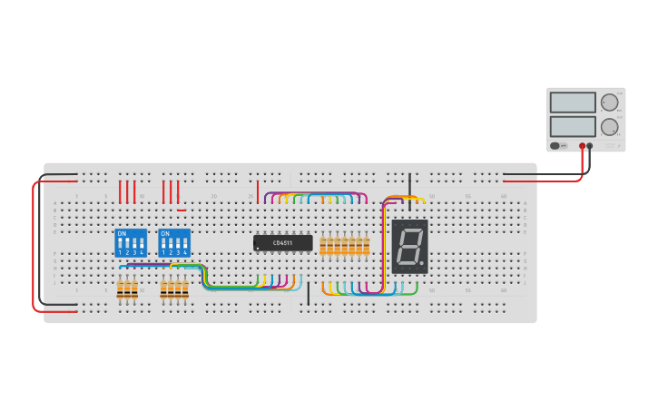 Circuit design CD4511 - Tinkercad
