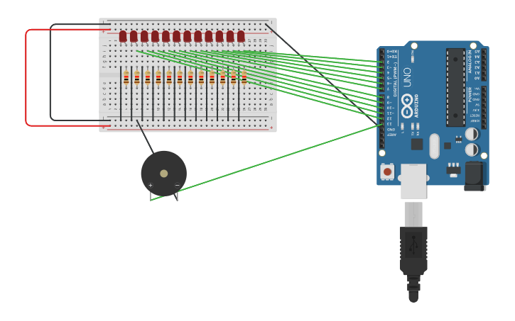 Circuit design Lesson 4 Knight Rider LED | Tinkercad