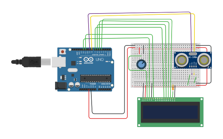 Circuit design Arduino + LCD 16x2 - Tinkercad
