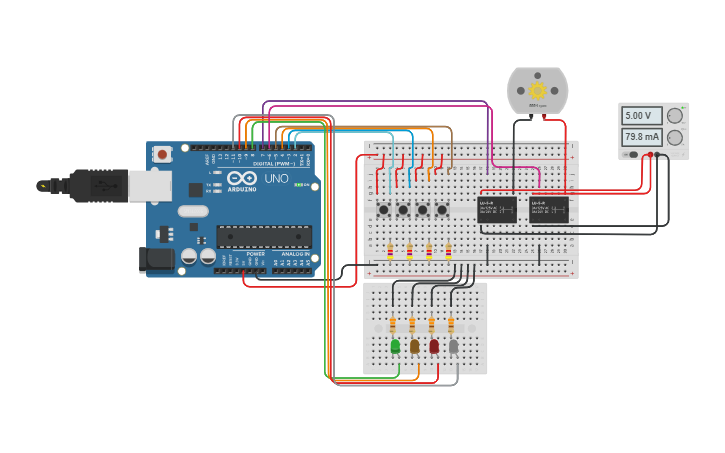 Circuit design INTRODUCCION A LA MECATRÓNICA PC2 - Tinkercad