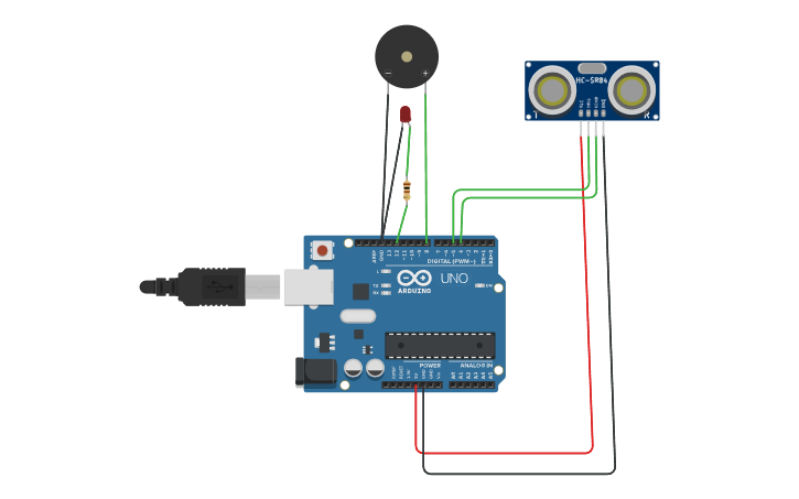 Circuit design Garbage bin level detection - Tinkercad