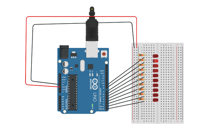 Circuit design cylon loop - Tinkercad