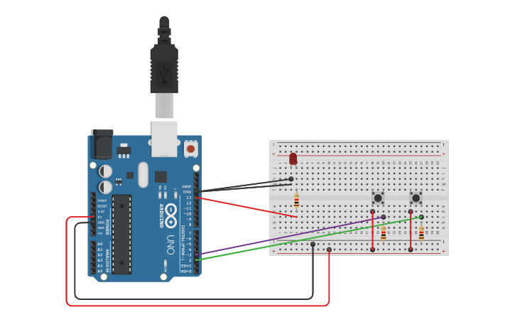 Circuit design 2 button | Tinkercad