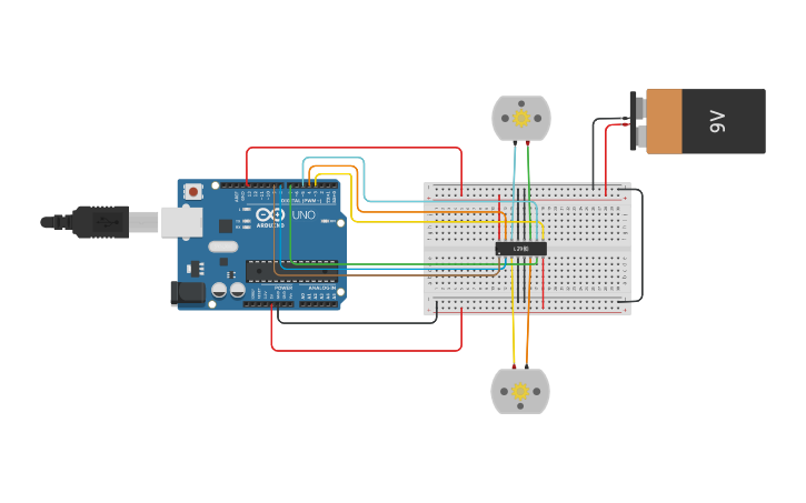 Circuit design 2 motor - Tinkercad