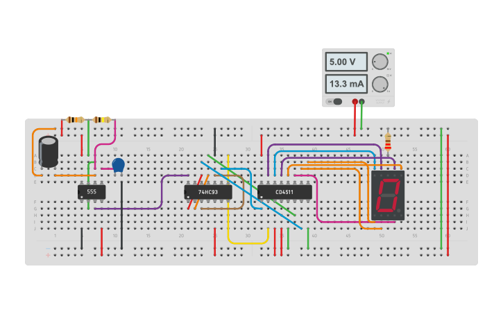 Circuit design 7-segment decoder - Tinkercad