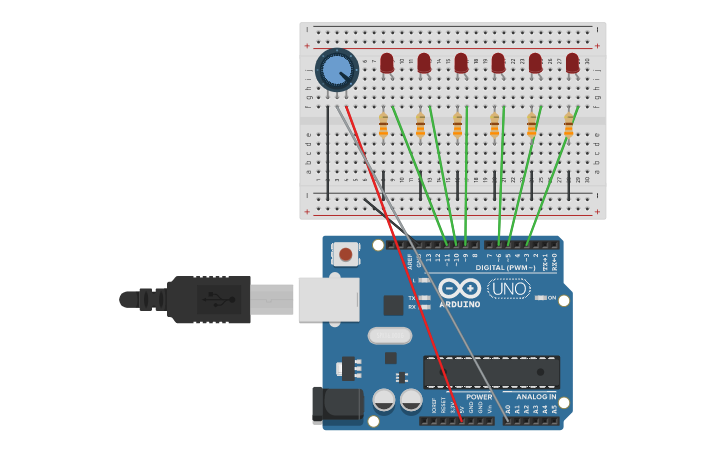 Circuit design LED Potentiometer - Tinkercad