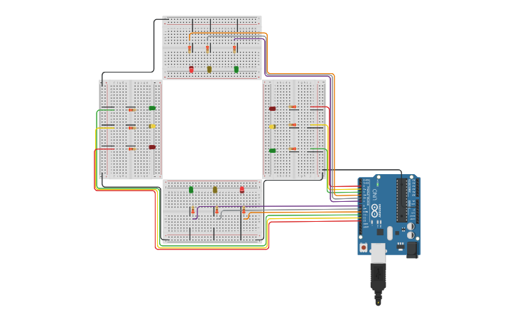 Circuit design trafic light - Tinkercad Circuit design trafic light - Tinkercad