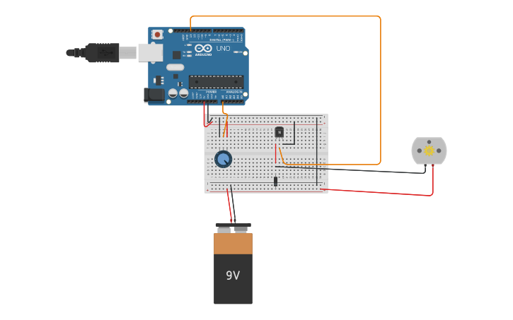 Circuit design Controllo velocità di un motore - Tinkercad