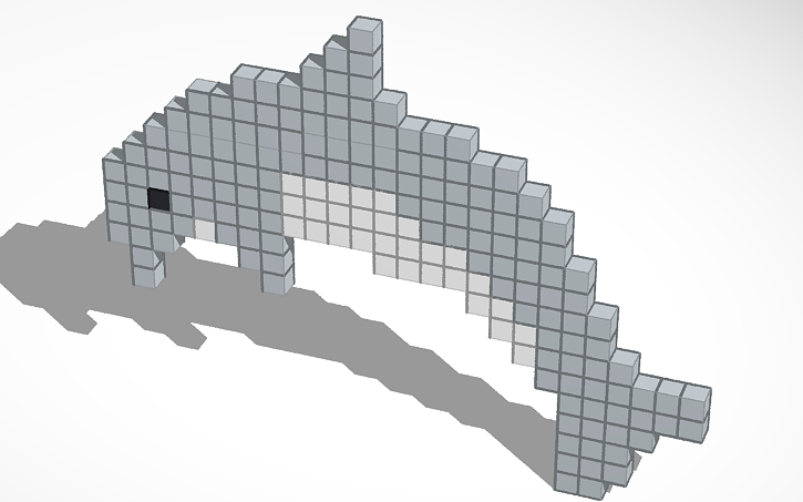 3D design Dolphin Pixel Art (Version 8.0) - Tinkercad