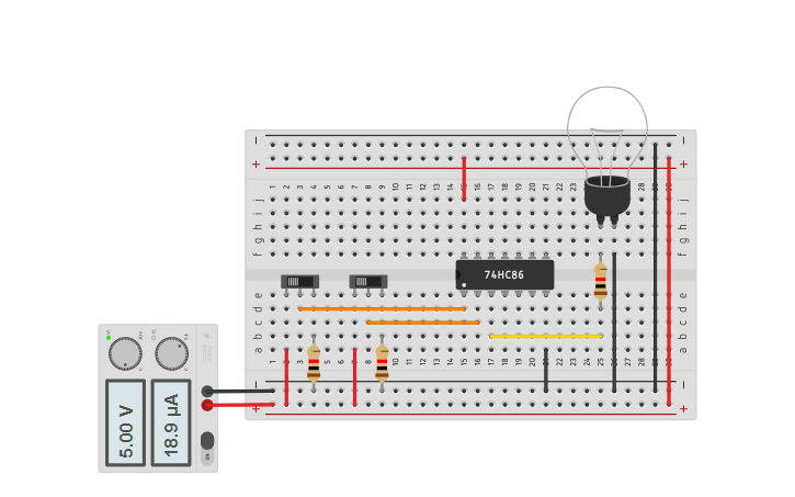 Circuit design Two way switch circuit | Tinkercad