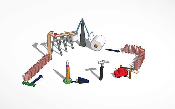 3D design Physics Project - Rube Goldberg Machine - Tinkercad