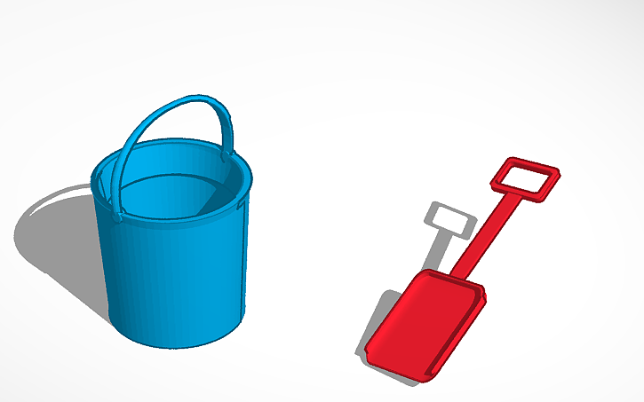 3D design Bucket and Shovel - Tinkercad