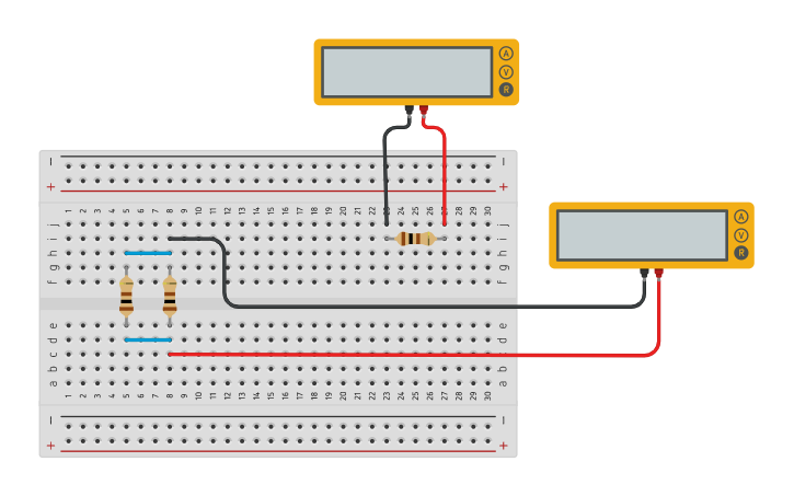Circuit design 11. 2 Resistencias en paralelo con multimetro - Tinkercad