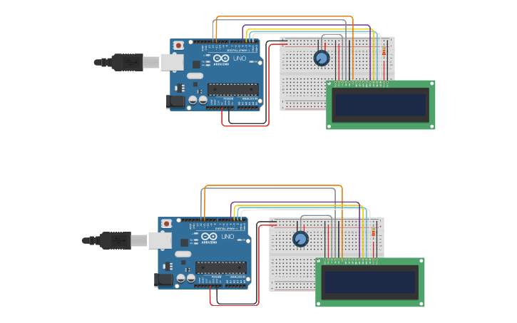 Circuit design pantalla LCD doble línea con Arduino E.J.P - Tinkercad