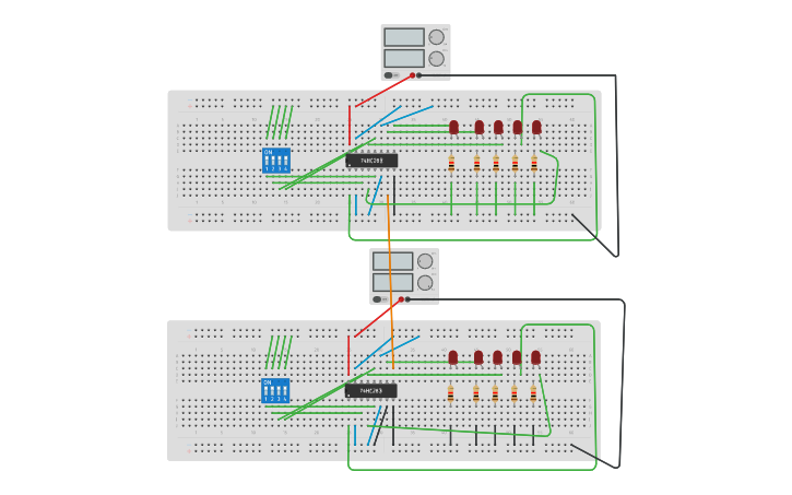 Circuit design Copy of 4 bit binary adder | Tinkercad