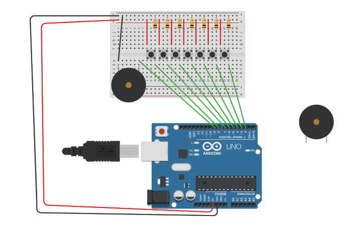 Circuit Design Circuito 15 Piano Buzzer Tinkercad 