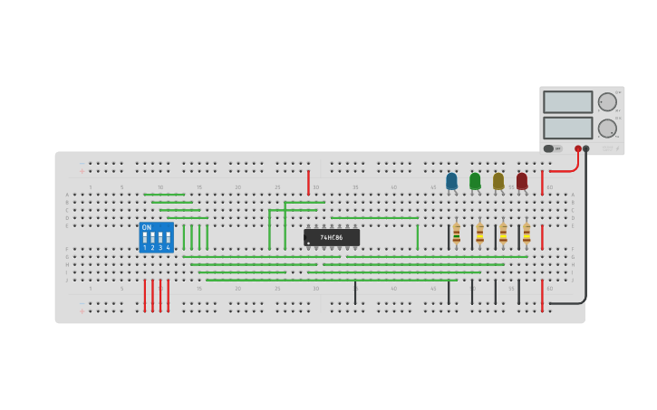 Circuit design 4 bit Grey to Binary - Tinkercad