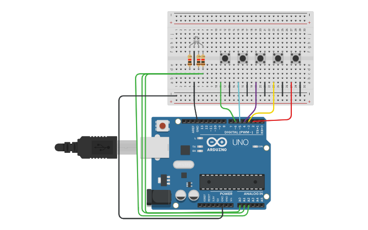 Circuit design RGB LED - Tinkercad
