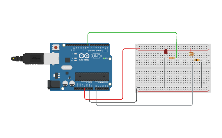 Circuit design arduino ldr led - Tinkercad