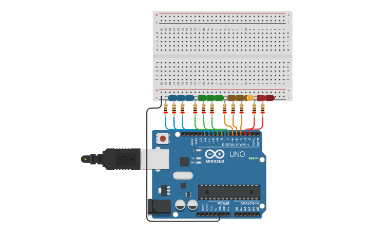 Circuit design LED RUNNING - Tinkercad