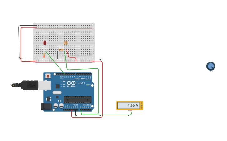 Circuit design LDR Serial Monitor | Tinkercad