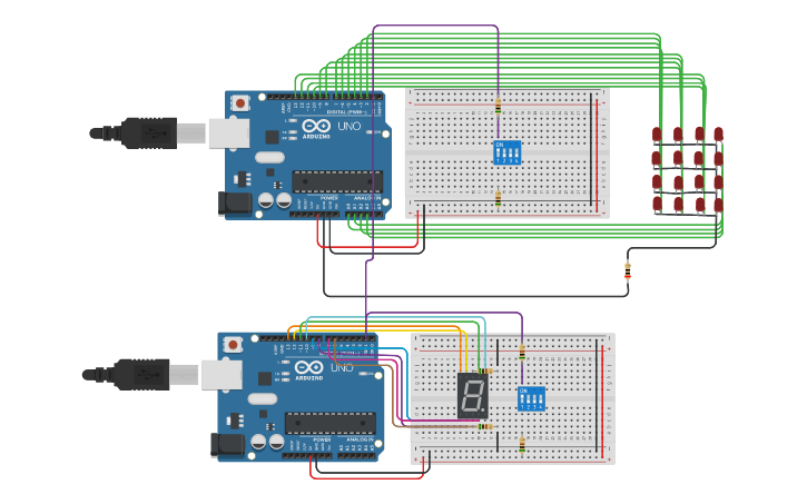 Circuit design 3102 - LED MATRIX & 7 SEGMENT DISPLAY - Tinkercad