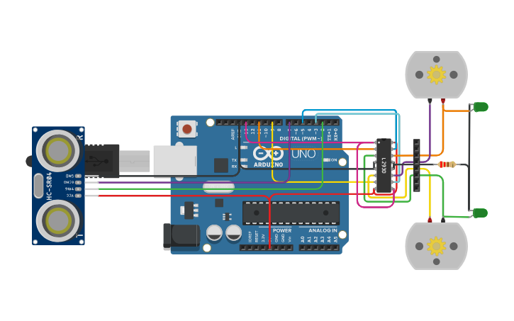 Circuit Design Robot Car Arduino Tinkercad