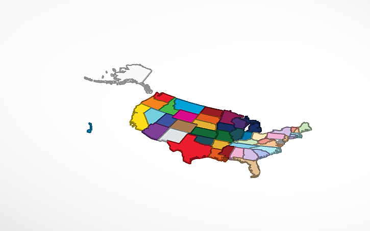 3D design All 50 States Map - Tinkercad