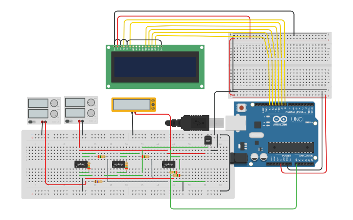 Circuit design amplificador_instrumentacion_arduino_lcd - Tinkercad