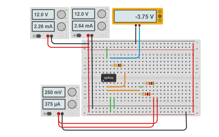 Circuit design summing amplifier - Tinkercad