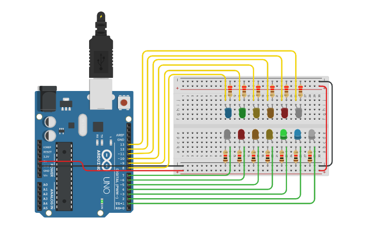 Circuit design Updated Light Show - Tinkercad