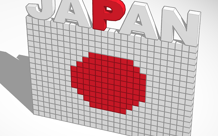 3D design Pixel art : Japan flag - Tinkercad