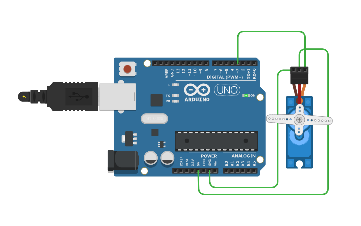 Circuit design Servo motor interfacing - Tinkercad