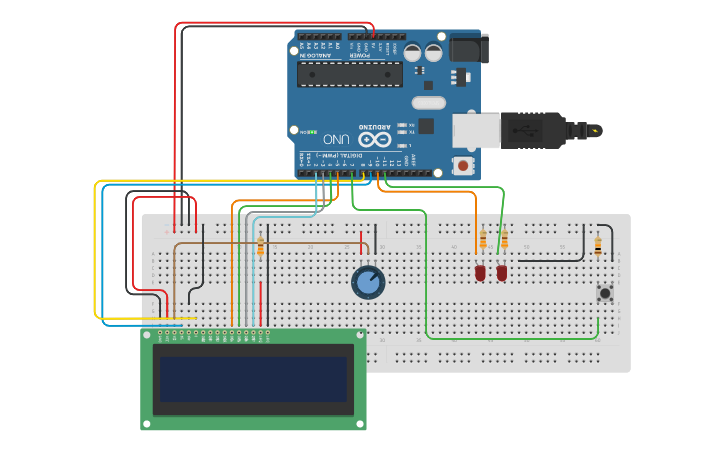 Circuit design Copy of Display + Sensor Ultrassônico - Desafio | Tinkercad