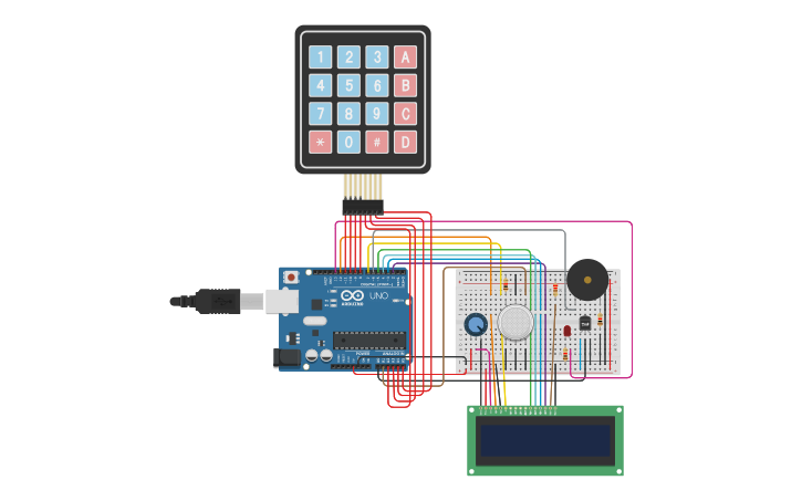 Circuit design Alarma sensores (Funcional) - Tinkercad