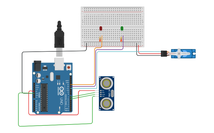 Circuit design Touchless HandSanitizerDispenser | Tinkercad