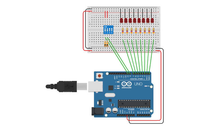 Circuit design 4.2 Dip Switch - Tinkercad