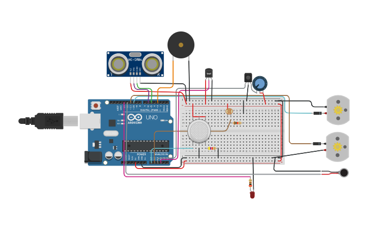 Circuit design 5 analog sensor with different output | Tinkercad