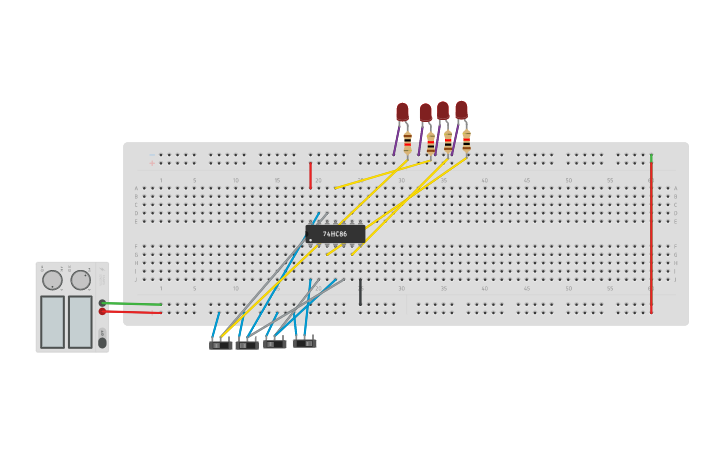 Circuit design Binary to Gray | Tinkercad